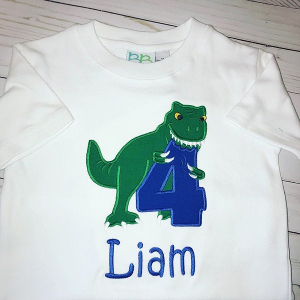 T-rex Dinosaur Birthday Numbers Set 1-6 Applique Machine Embroidery ...