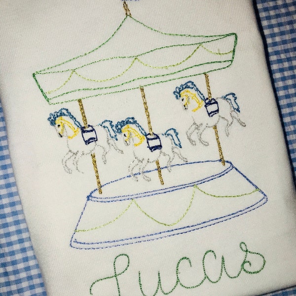 Vintage Carousel Embroidery Design ~ Triple Bean, Sketch, Backstitch ...