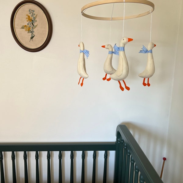 Duck Nursery - Baby Mobile Goose Blue Ribbon - Baby Mobile Boys - Crib ...