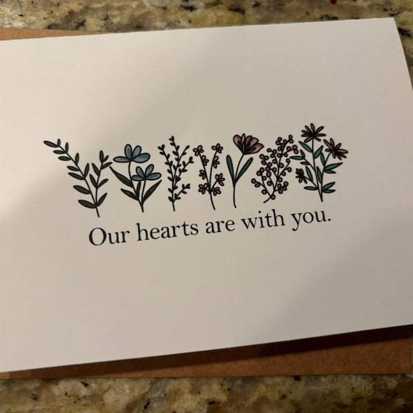 Pretty Sympathy Card From Family or Work - Our Hearts Are With You ...