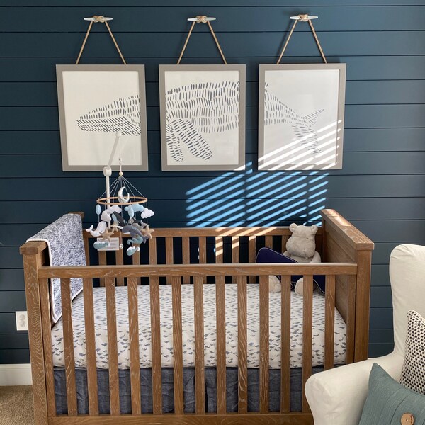 Humpback Whale Artwork Nautical Decor Hamptons Coastal Triptych ...