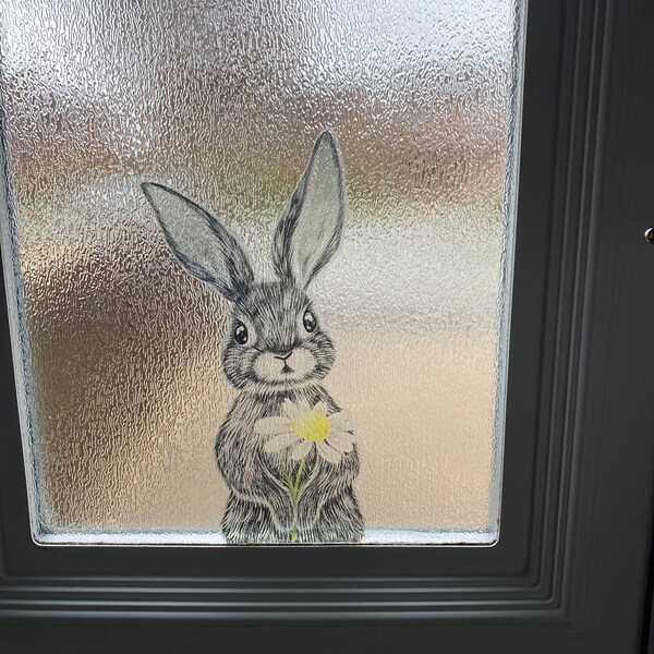 Spring Bunny Window Sticker, Easter Window Sticker, Bunny Window Decal ...