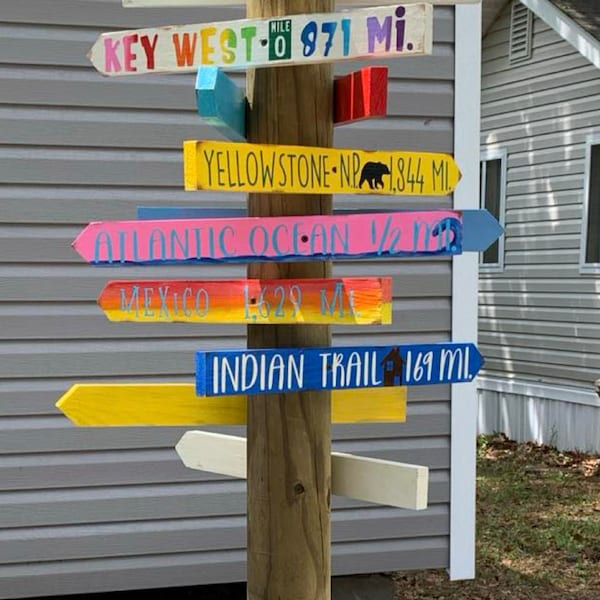 INDIVIDUAL Directional Sign, Thick Direction Sign Post, Custom Travel ...