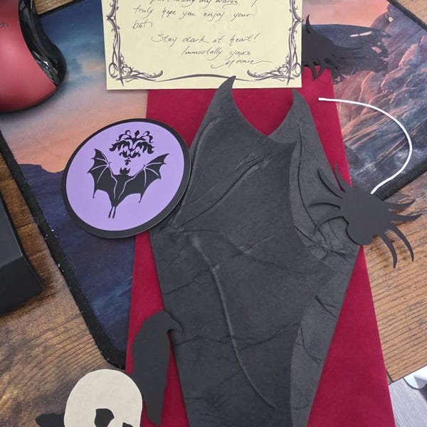 Bat Greeting Card With Velvet Envelope for Gothic Weddings, Valentine's ...
