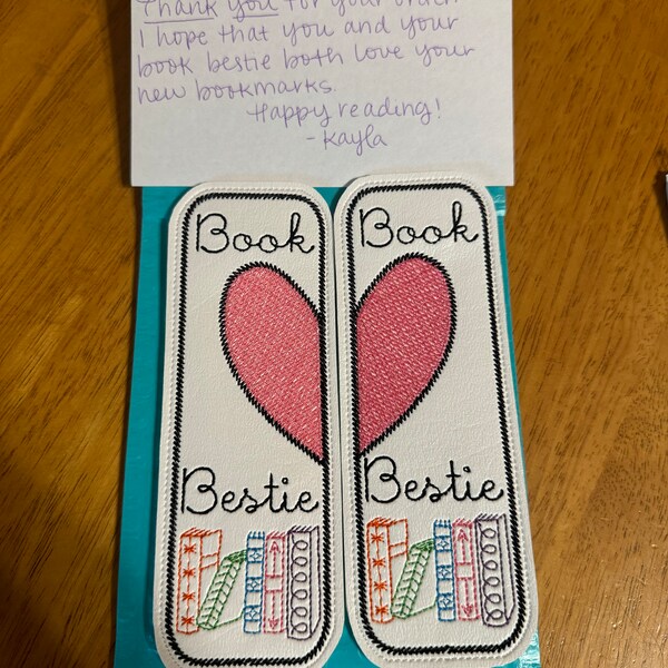 Book Bestie Bookmarks Set of 2 Best Friends Bookmarks Embroidered ...