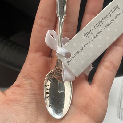 Antique Silver Baby Spoon, Personalized Baby Gift, Newborn Present ...
