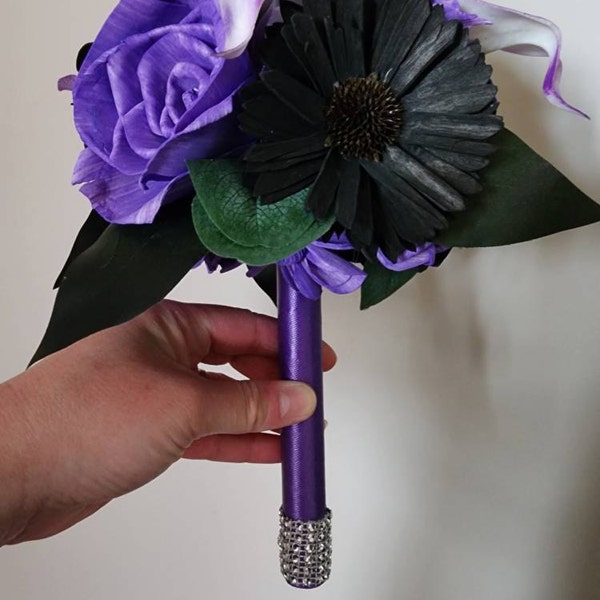 Purple Royal Blue Rose Calla Lily Bridal Wedding Bouquet Accessories - Etsy