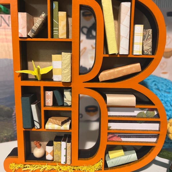 Custom Alphabet Letter Initial Book Lover Miniature Bookshelf - Book ...