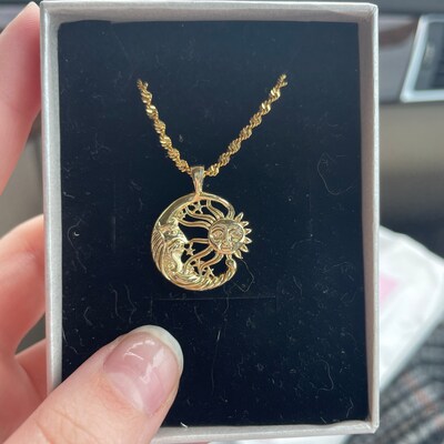 Sun & Full Moon Vintage Style Yin Yang Celestial 18k Gold - Etsy