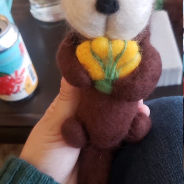 Needle Felting Kit DIY - Sea Otter & Shell // Cute Wool Needle Felted ...