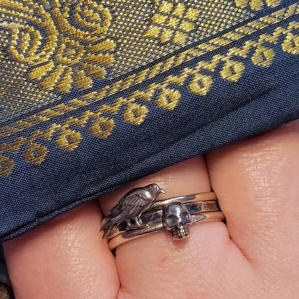 Raven Ring Sterling Silver Crow Ring Silver Raven Ring Witch Ring Bird ...