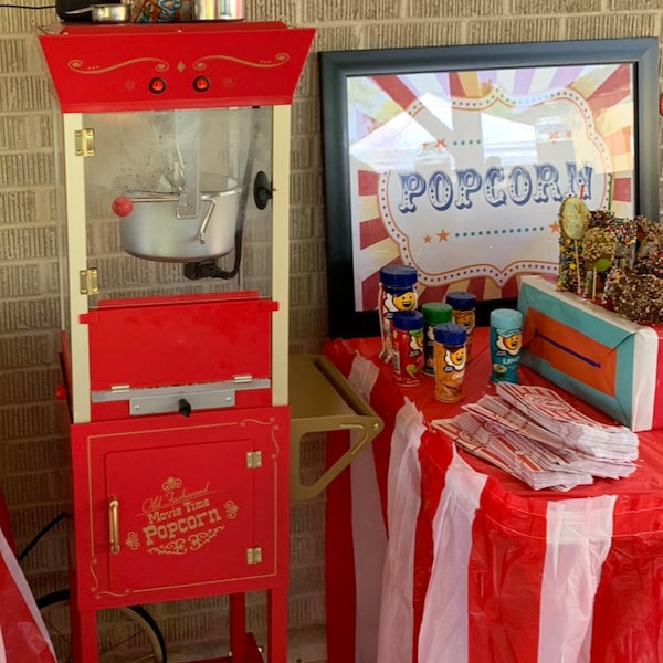 Carnival Popcorn Sign, Popcorn Station, Popcorn Bar, Circus or Carnival ...