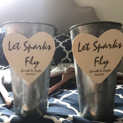 Wedding Sparklers Holder Galvanized Bucket Let Sparks Fly Wedding Gift ...