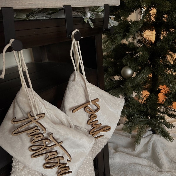 Stocking Name Tags | Christmas Stocking Names | Wood Words | Wood Word ...