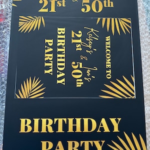Prom Party Photobooth Frame & Welcome Party Sign, Black and Gold Disco ...