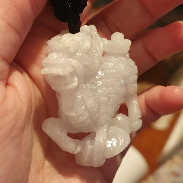 Chinese Dragon Jadeite Jade Pendant, Light Green, Natural Grade A Jade ...