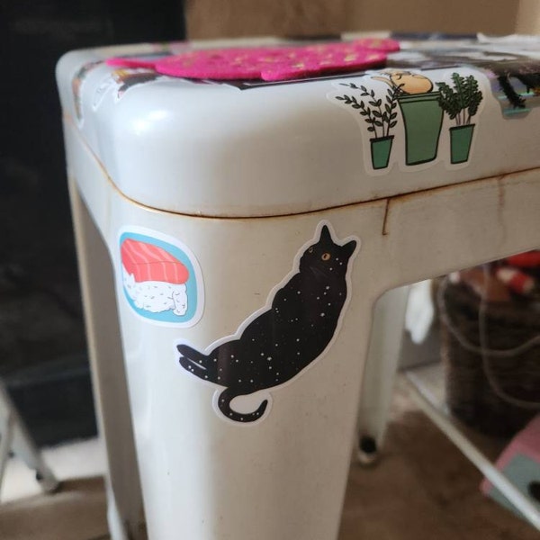 Galaxy Cat Sticker, Cat Decal, Cute Cat Sticker, Black Cat Sticker - Etsy