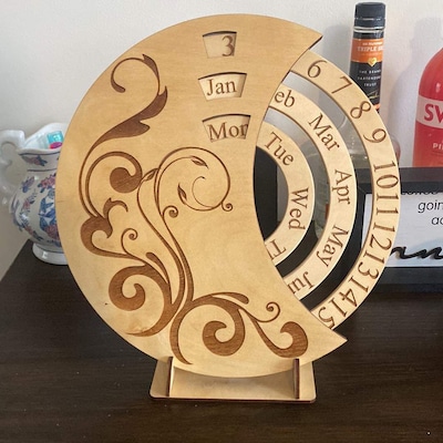 Circle Perpetual Calendar for Wall or Desk Watermill - Etsy
