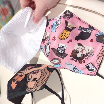 Cat Meme Mask Bundle of 2 Meme Angry Woman Vs Cat Face Mask, Crying Cat ...