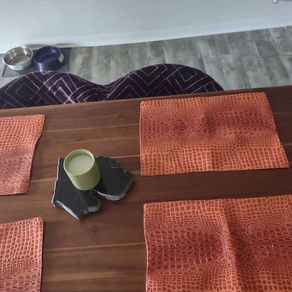 12"x18" Placemats Swamp 3D Embossed Faux Leather Vinyl Table Alligator ...