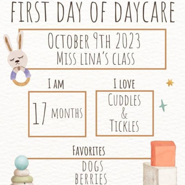 First Day at Daycare Printable Sign! Custom First Day at School Sign - Etsy