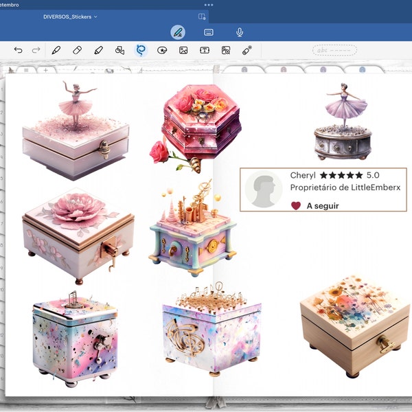 Watercolour Music Box Clipart Bundle, 18 Transparent Isolated PNG 300 ...