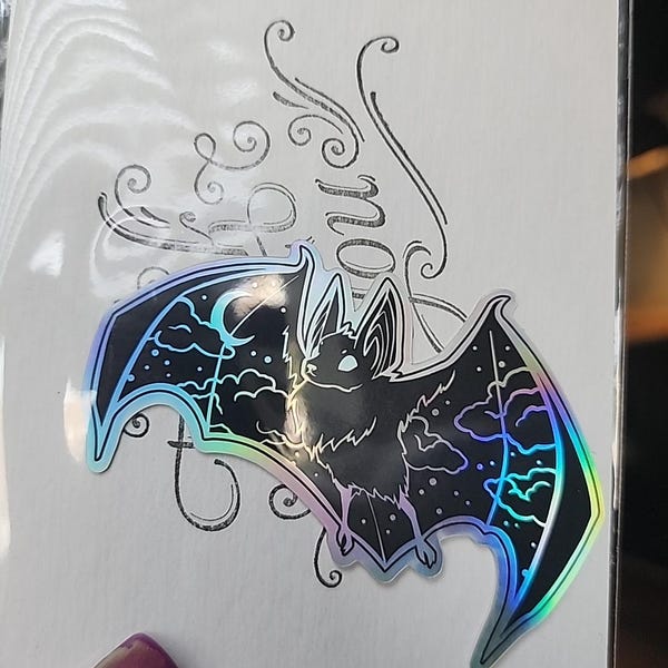 Holographic Bat Sticker - Etsy
