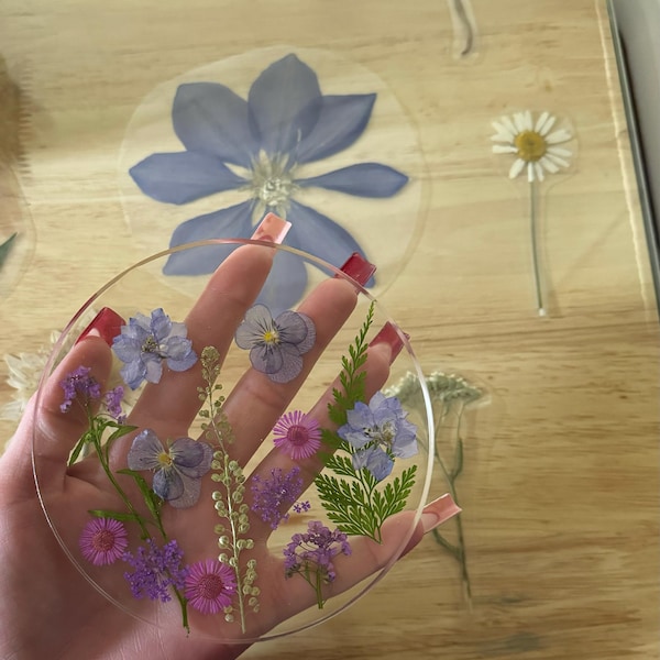 Natural Flowers Coasters,colorful Pressed Real Floral Outdoor Coaster ...