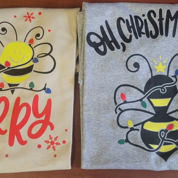 Oh Christmas Bee SVG Cute Bee Chrsitmas Lights Tree Funny Print Iron on ...