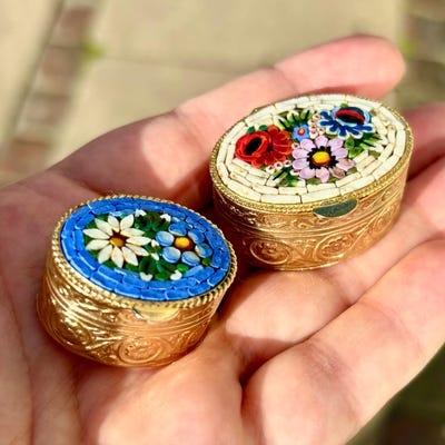 Cloisonne Dragon and Birds Tibor or Round Boxes, Trinket / Pill Boxes ...