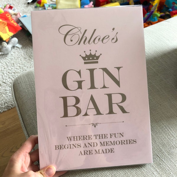 Gin Bar Sign, Personalised Gin Sign, Personalised Gin Print, Gin Sign ...