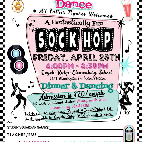 EDITABLE Mother & Son Dance Invitation Flyer, 50's Sock Hop Theme ...