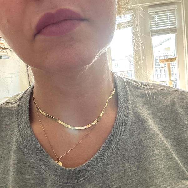 14K Yellow Gold Layered Chain Necklace, Double Strand Necklace, Lariat ...