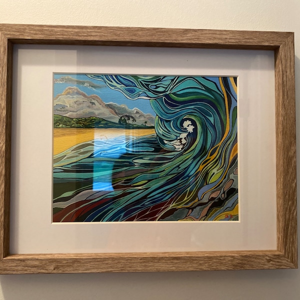 Art Print of a Colorful Ocean Wave. Fun and Whimsical Ocean and ...