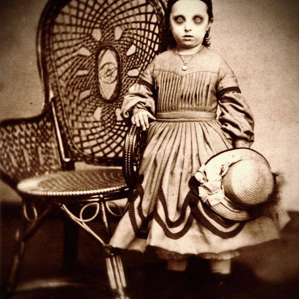 Creepy Photo Ghost Girls Victorian Black Eyed Children Vintage Horror ...