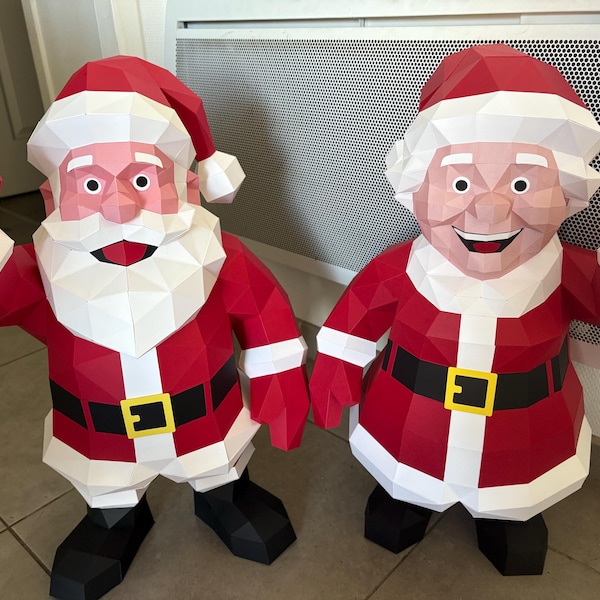 Santa & Mrs. Claus Papercraft, 3D Christmas Decor (PDF, SVG) - Etsy