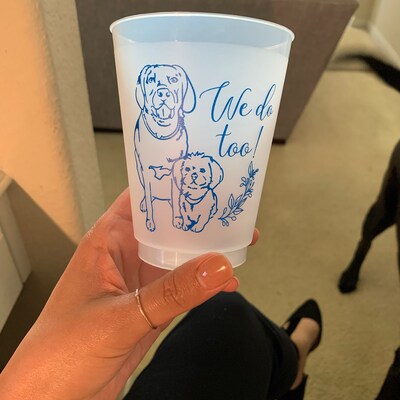 Custom Pet Illustration Dog or Cat 12oz or 16oz Frosted Unbreakable ...