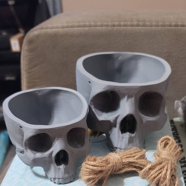 Skull Hanging Planter Pot, Hanging Kit Included - Succulent Planter ...