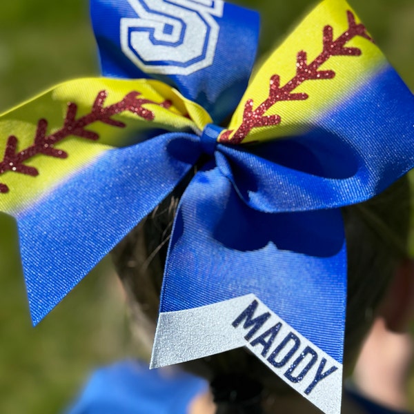 Paw Custom Glitter Cheer Bow,royal Blue Gold Cheer Bow With Name, Cheer ...