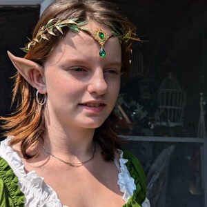 Wedding Flower Crown, Fairy Crown, Gold Moon Green Crown Elven Queen ...