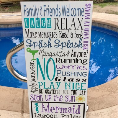 Pool Sign, Pool Decor, Pool Rule Sign, Patio Sign, Swimming Pool Sign ...