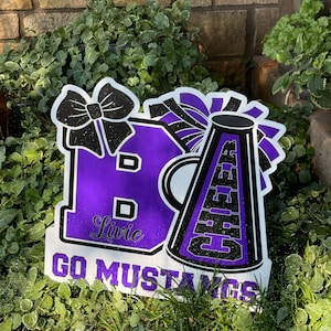 Personalized Cheer Squad Sign, Customize Name & Initial, School Colors ...