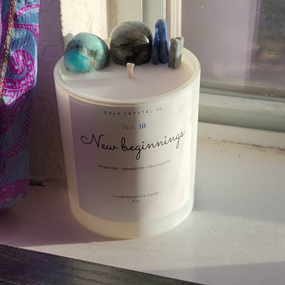 Amethyst Crystal Candle Healing Hand Poured Soy Candle Scented Candle ...