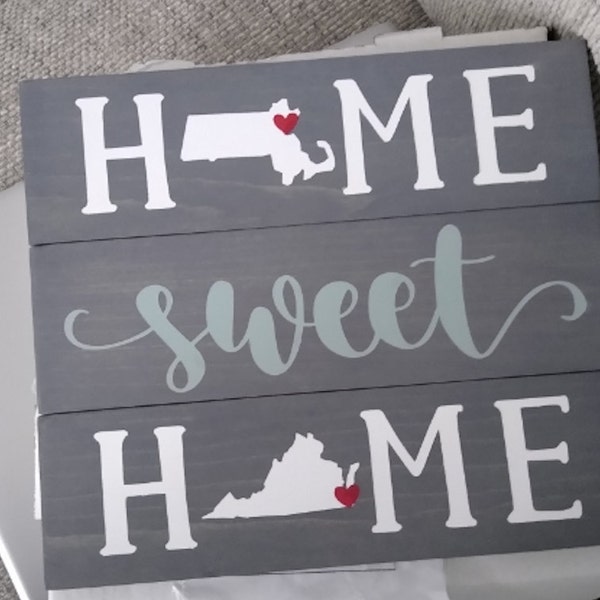 Home Sweet Home Double State Wood Sign | Two State Home Sign | New Home ...