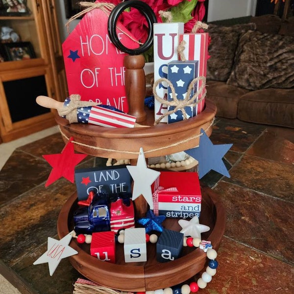 Black and White Farmhouse Tiered Tray Decor Set//farmhouse Decor// Rae ...