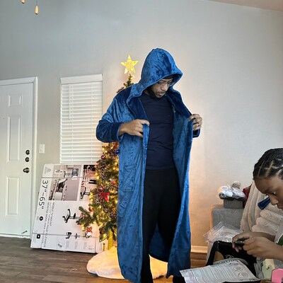 Custom Robes Hooded, Customized Bathrobes, Fleece Warm Kimono, Winter ...