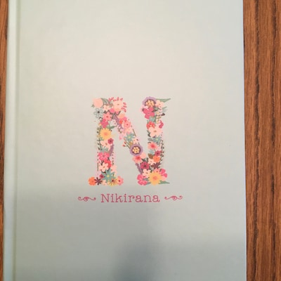 Flower Monogram Journal Personalized With Name in Aqua or White ...