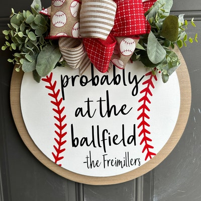Front Door Decor Welcome Sign Baseball Summer Wreath Baseball Decor ...