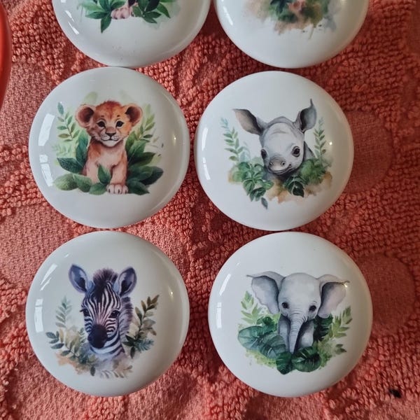 Rabbit Theme Drawer Knobs, Safari Animal Nursery Room Drawer Handles, Nursery Bunny Knobs Decor ...