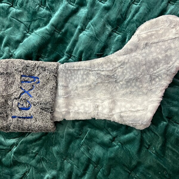 Silver Christmas Stocking, Silver Fawn Christmas Stocking, Personalized ...